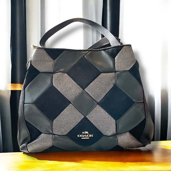 Coach | Bags | Coach 3659 Edie 31 Patchwork Black Gray Leather Suede ...